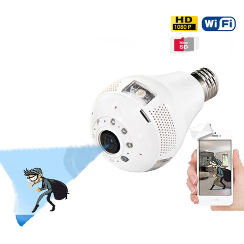 Wireless Mini 960P P2P Hidden Fisheye WIFI Bulb Camera with – Mega PC Inc.